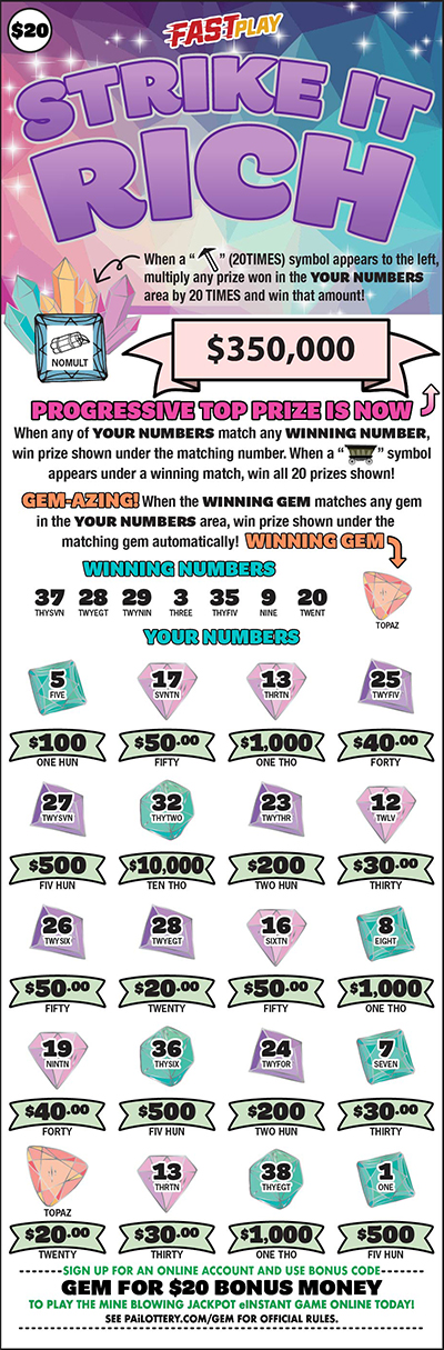 Play PA Lottery Fast Play - Strike it Rich
