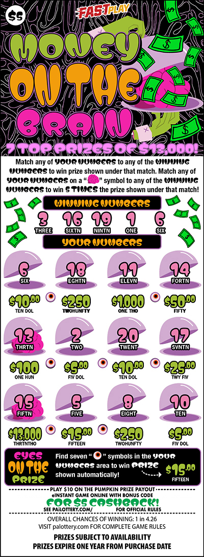 Play PA Lottery Fast Play - Money on the Brain