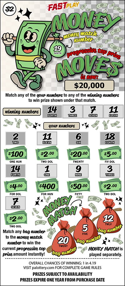 Play PA Lottery Fast Play - Money Move$