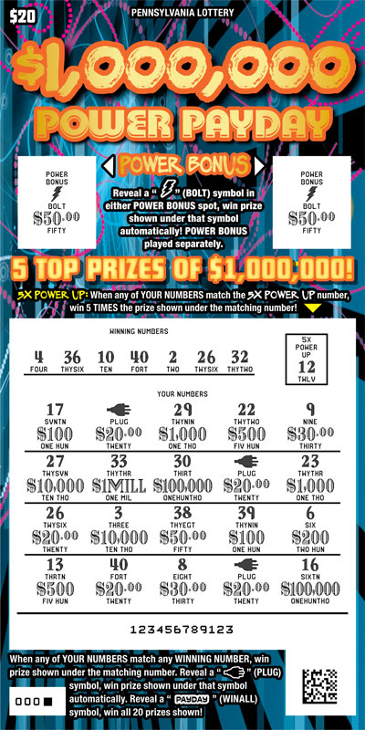Play PA Lottery Scratch-Offs - $1,000,000 Power Payday