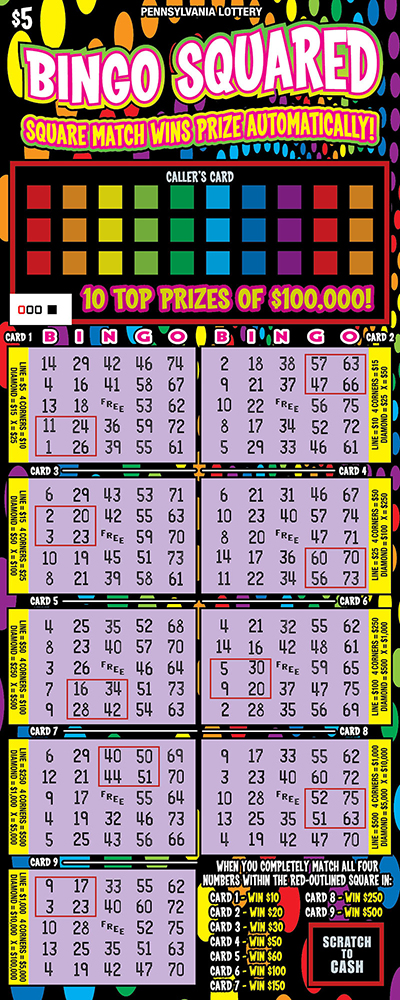 Play PA Lottery Scratch-Offs - Bingo Squared