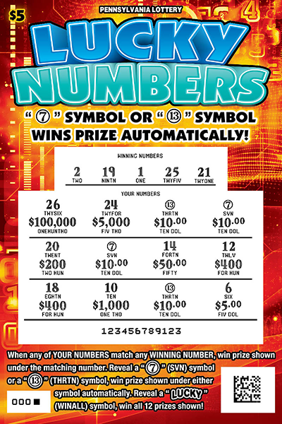 Play PA Lottery Scratch-Offs - Lucky Numbers