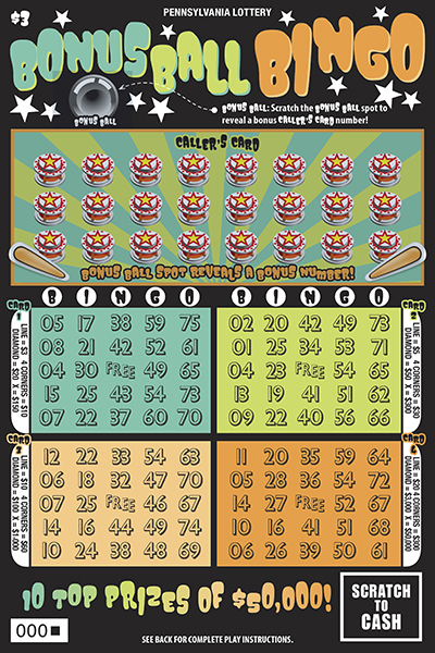 Play PA Lottery Scratch-Offs - Bonus Ball Bingo