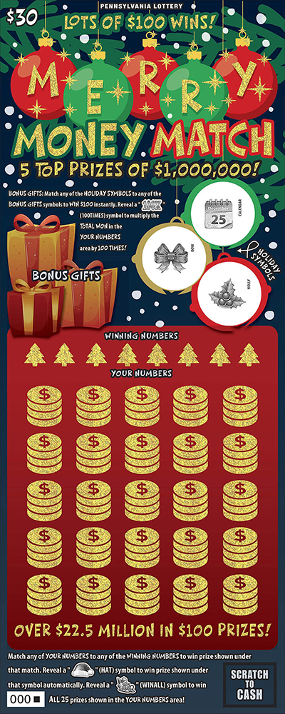 Play PA Lottery Scratch-Offs - Merry Money Match