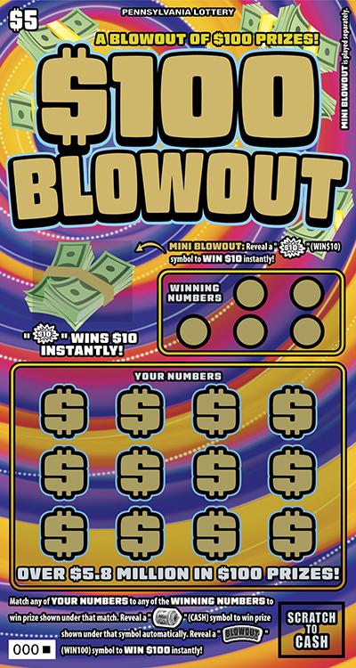 Play PA Lottery Scratch-Offs - $100 Blowout
