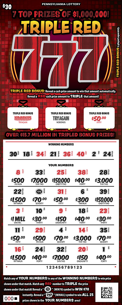 Play PA Lottery Scratch-Offs - Triple Red 777