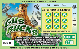 Play PA Lottery Scratch-Offs - Gus Bucks