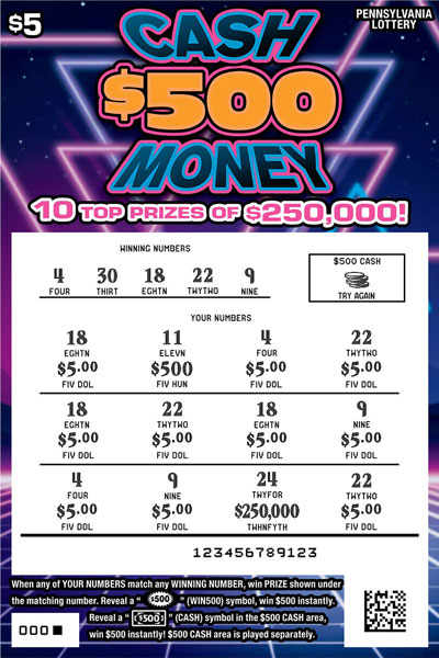 Play PA Lottery Scratch-Offs - $500 Cash Money