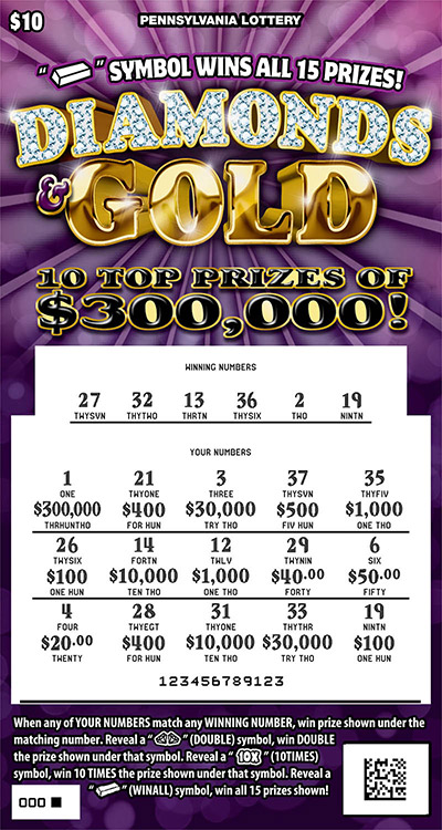 Play PA Lottery Scratch-Offs - Diamonds & Gold
