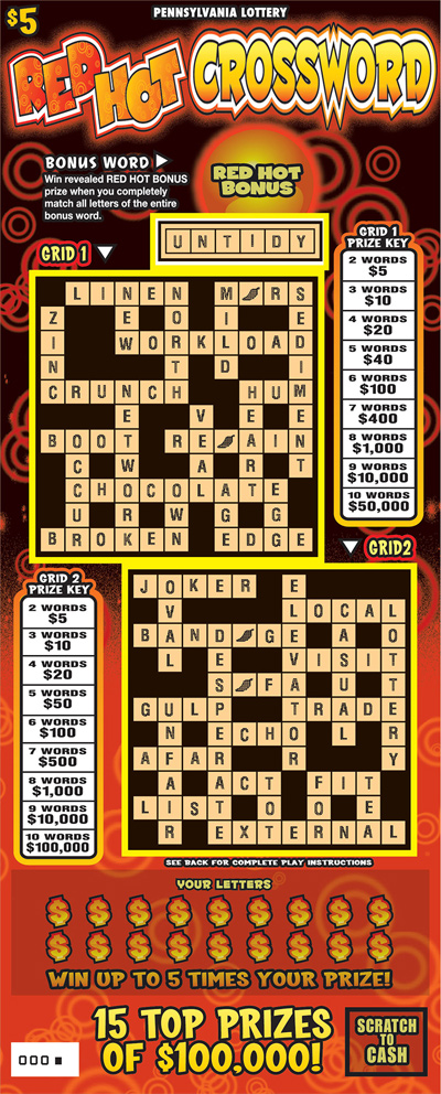 Play PA Lottery Scratch-Offs - Red Hot Crossword