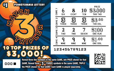 Play PA Lottery Scratch-Offs - Match 3 Tripler